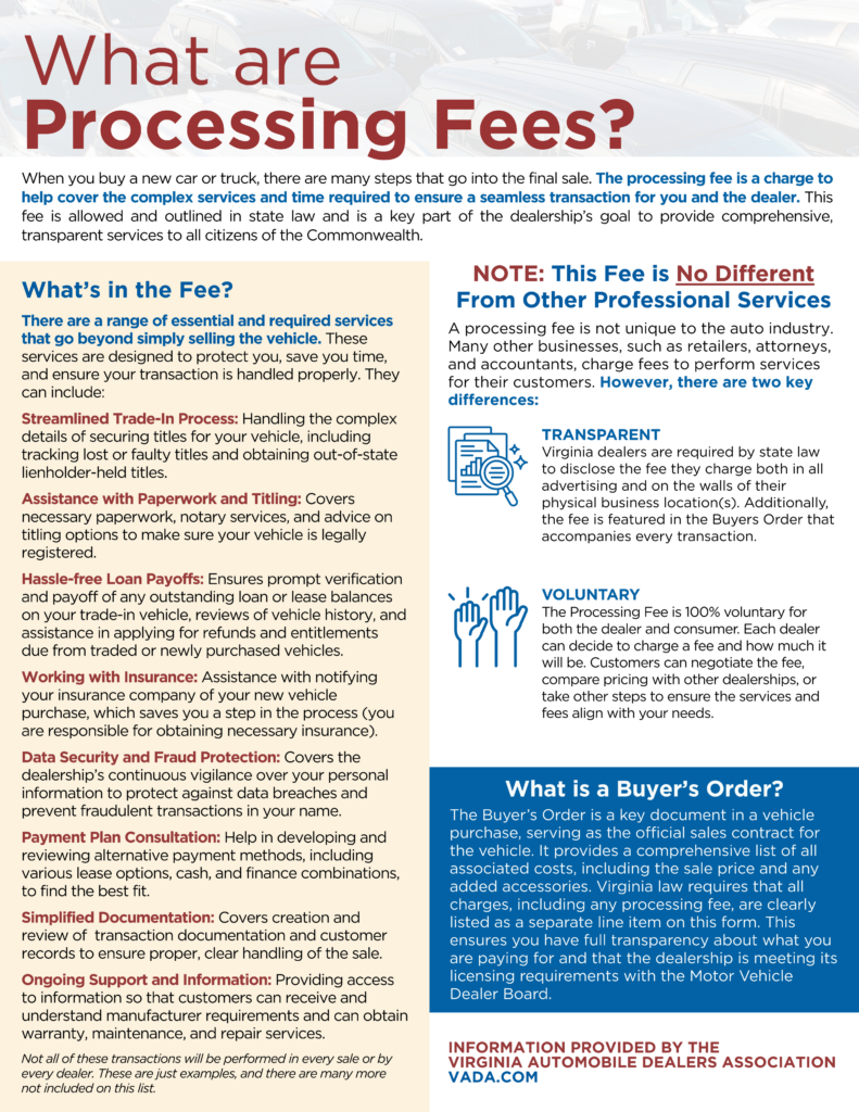 A word on Virginia's auto dealer processing fees - Virginia Automobile ...